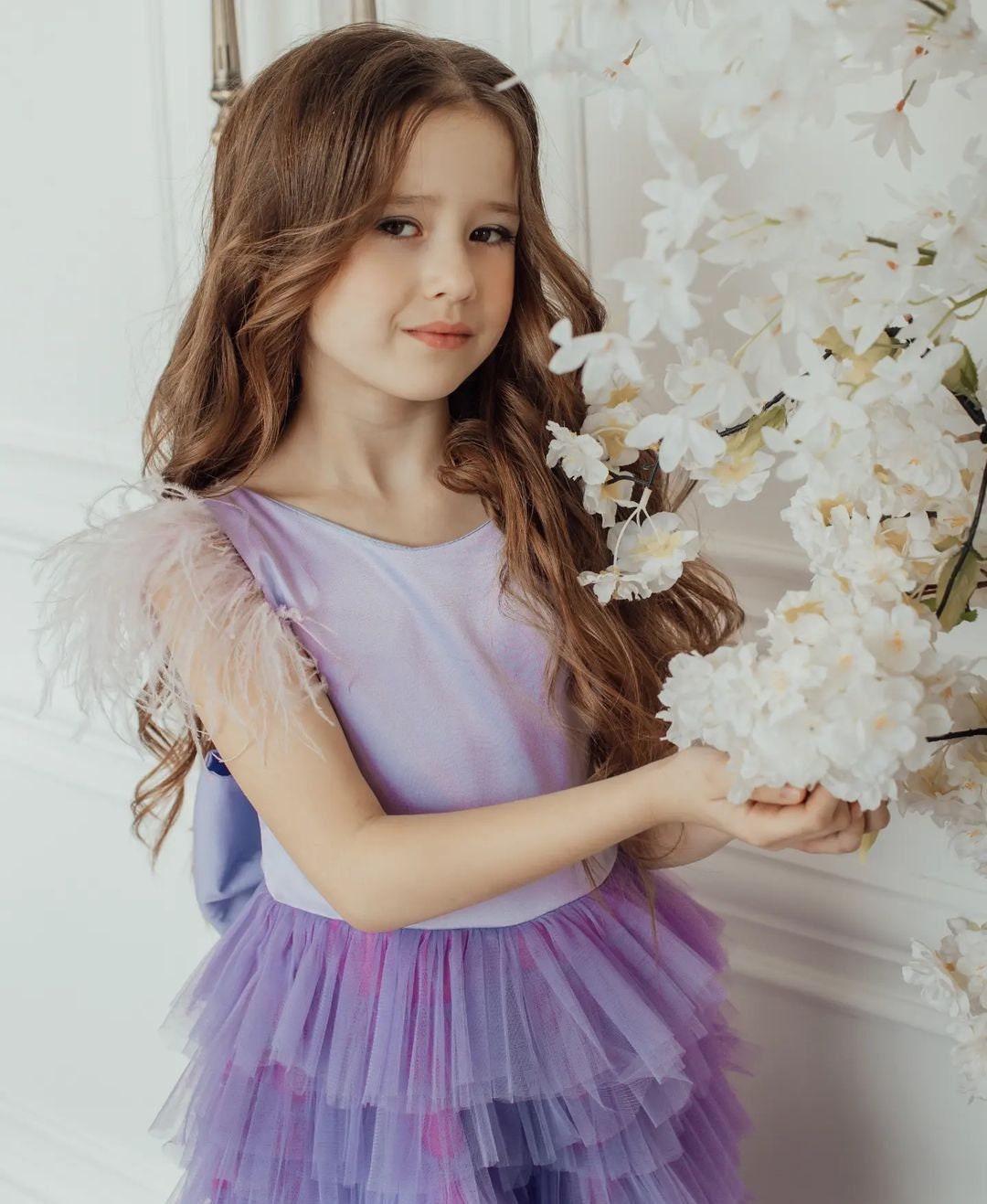 Dusty Purple Flower Girl Dress Lilac Vintage Girls Etsy