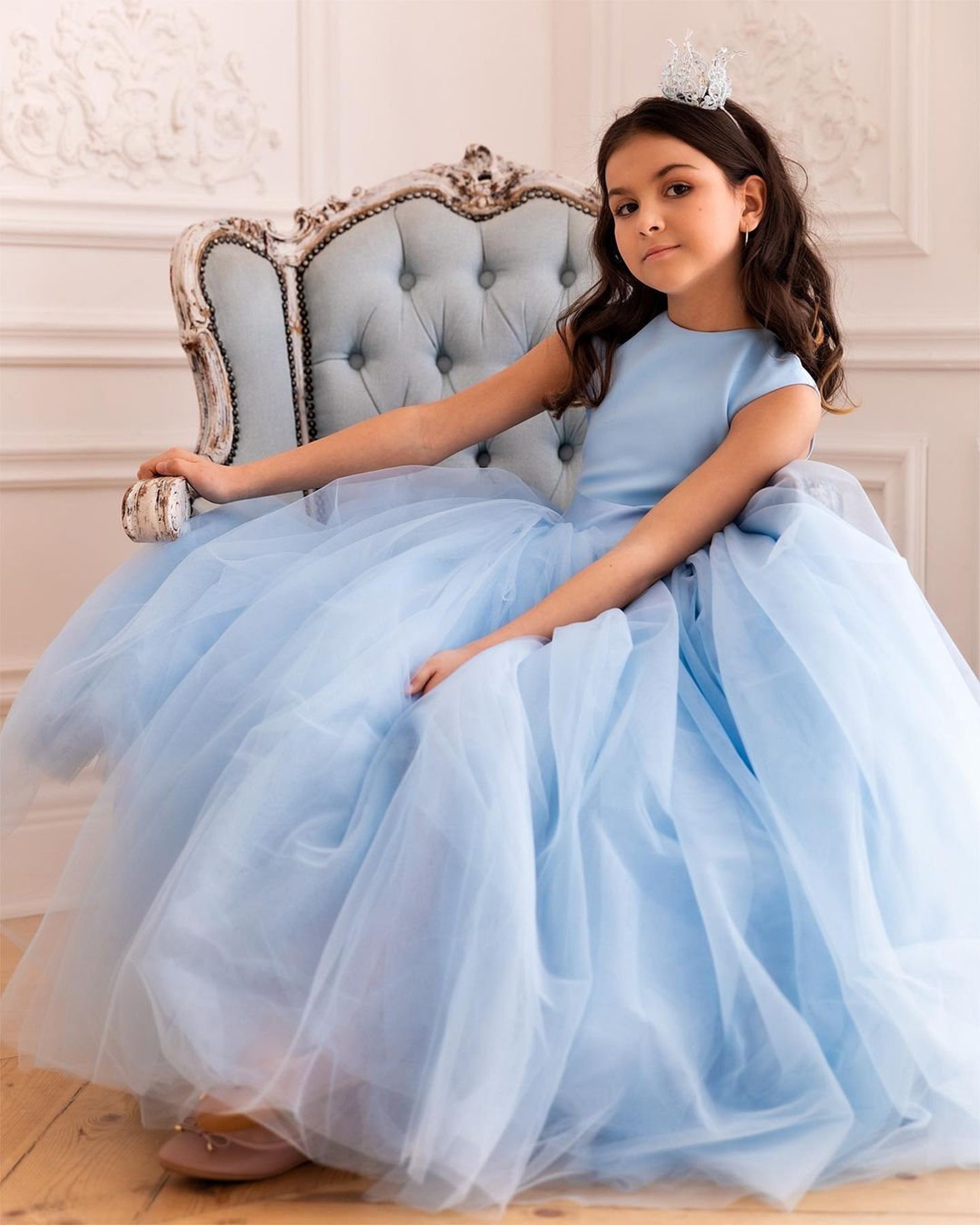 Light Blue Flower Girl Dress Flower Girl Dress Tulle Junior - Etsy
