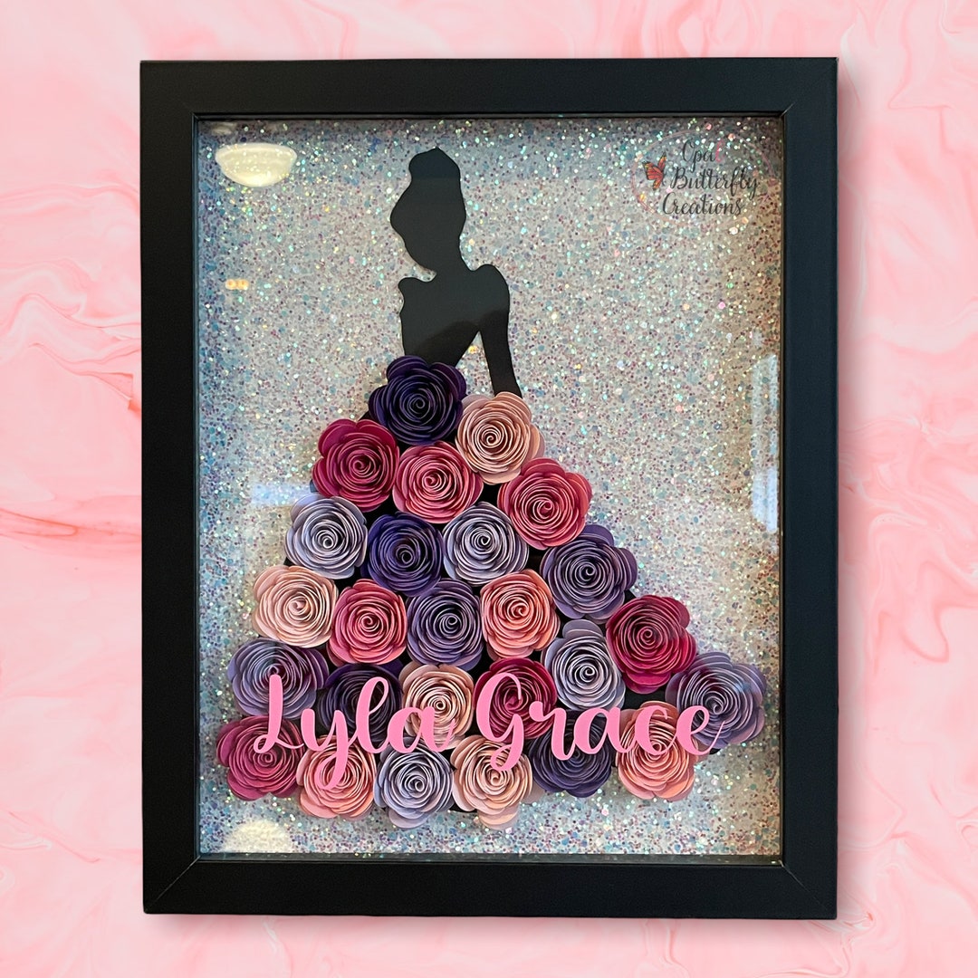 Princess Paper Flower Shadow Box Personalized Girl Gift - Etsy
