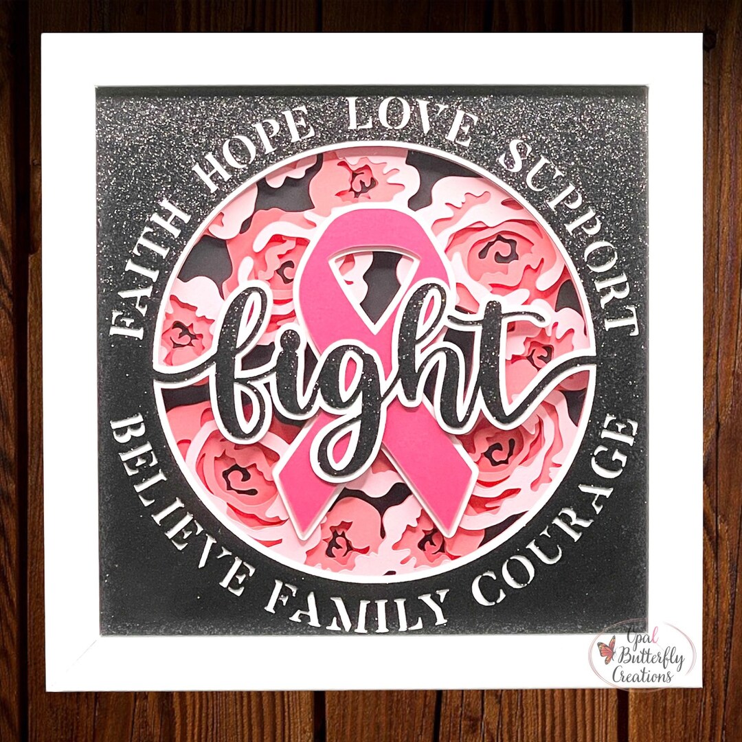 Fight Cancer Ribbon 3D Layered Shadow Box Cancer Awareness - Etsy