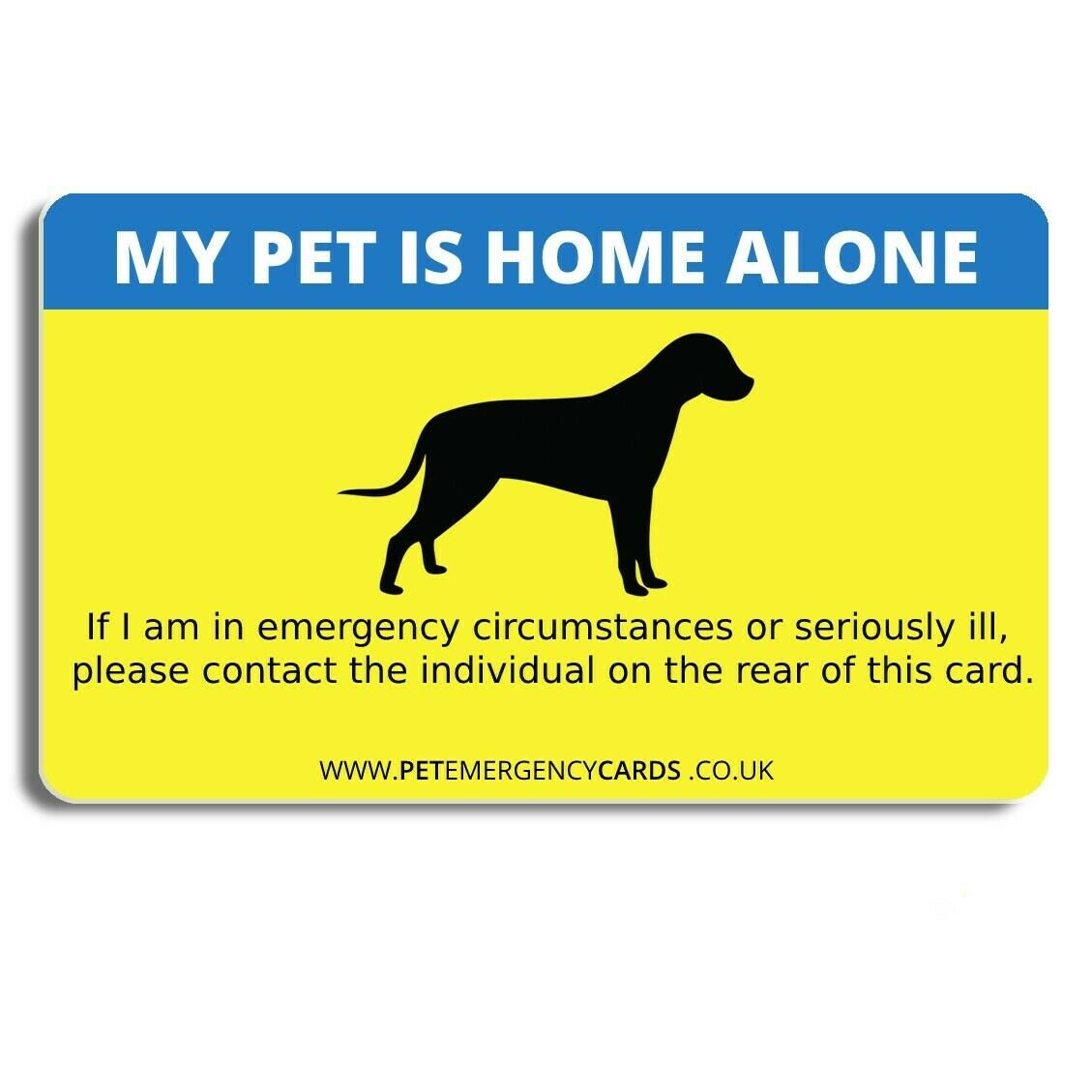 CUSTOM PRINTED Card Pet Is Home Alone Emergency Card Hard PVC Dog Cat ...