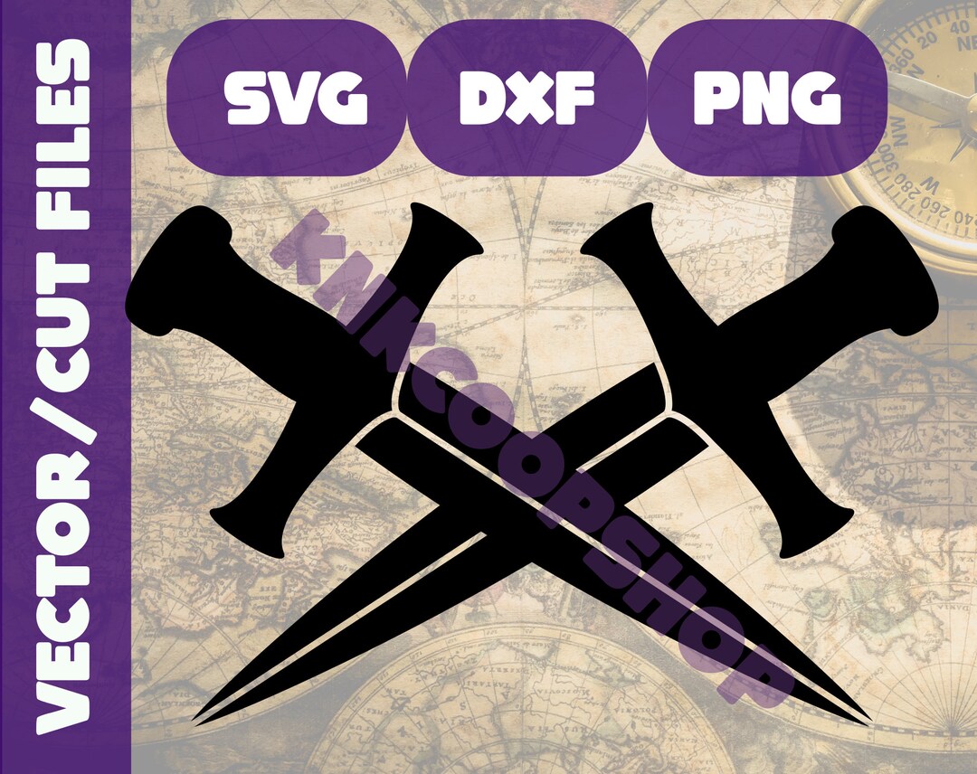 Digital Cut Files: Rogue Crossed Daggers Swords SVG, PNG, DXF Cut Files ...