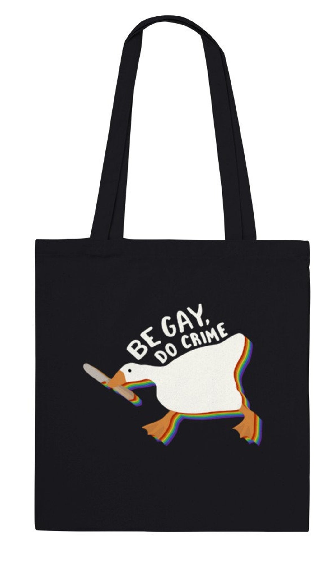 Be Gay Do Crime Goose Black Tote Bag / LGBTQ LGBT Pride Queer Gay Bi ...
