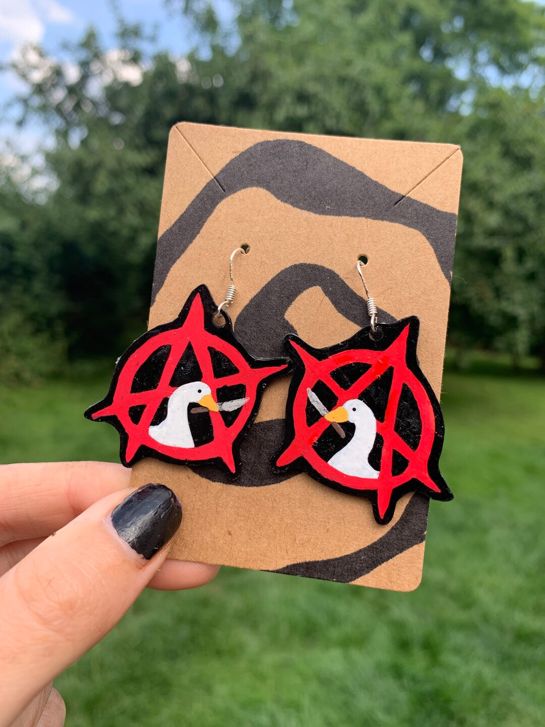 Handmade Anarchy Goose Earrings / Choose Standard Earrings or Clip-ons ...