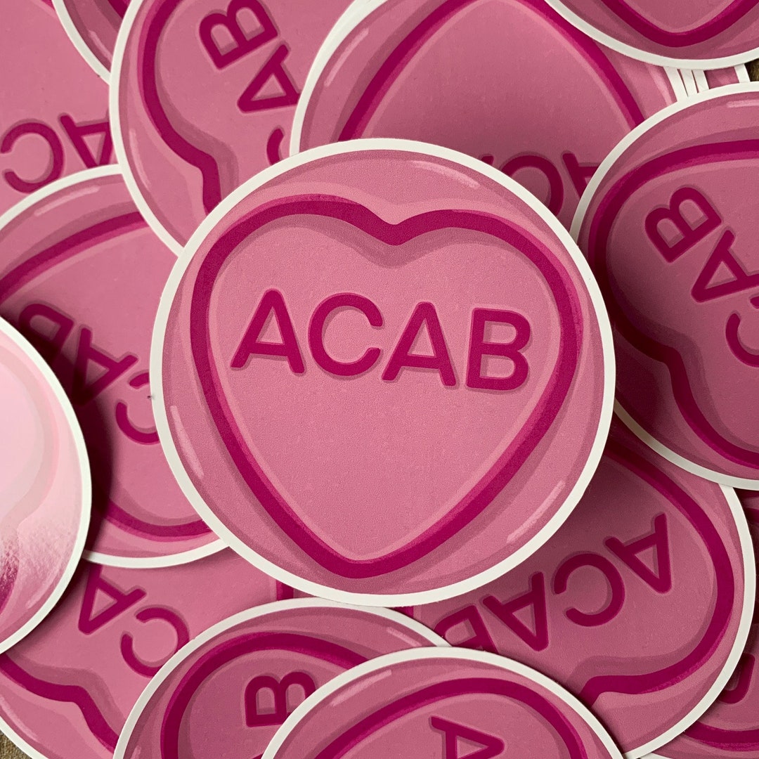 ACAB Love Heart Sticker / 9cm Diameter / Decal Pastel Left Wing 1312 ...