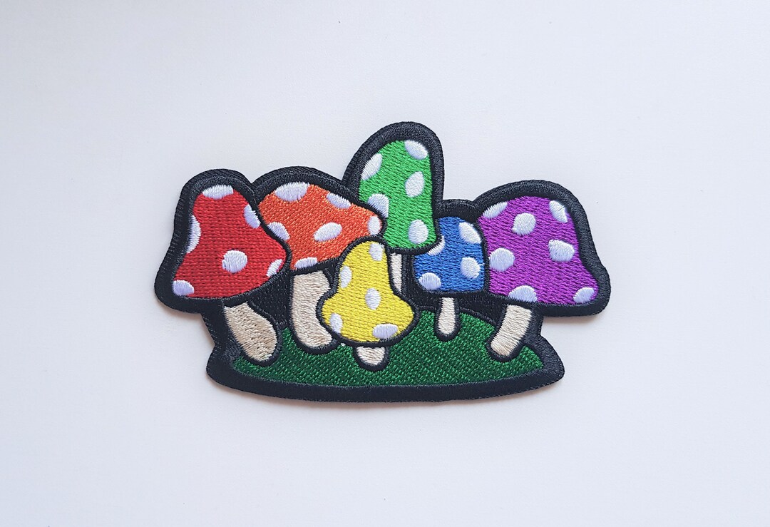 Embroidered Rainbow Mushroom Patch - Exclusive Design - Iron-on or Sew ...