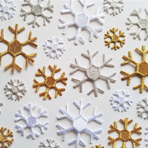 Snowflake Iron-on Patch Metallic Snowflake Patches Gold or - Etsy UK