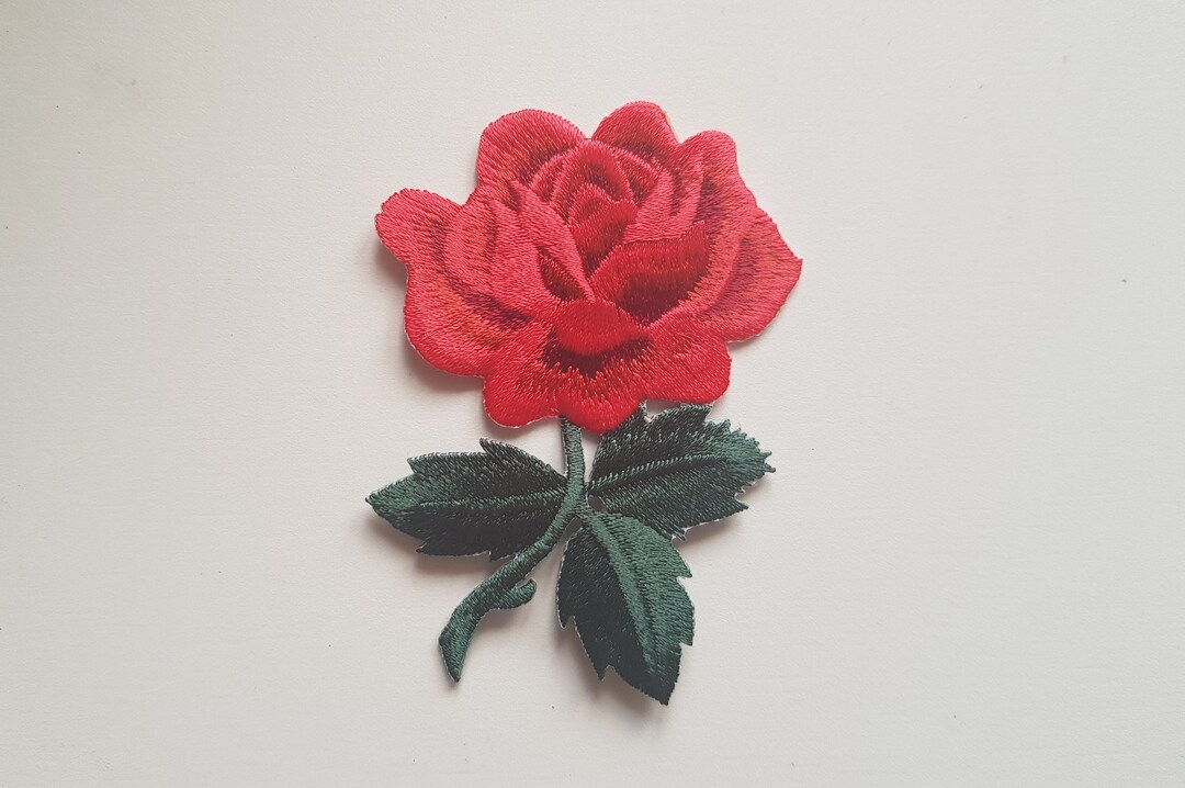 Embroidered Rose Patch/applique Rose Red 5.5cm X 8cm Iron-on or Sew-on ...