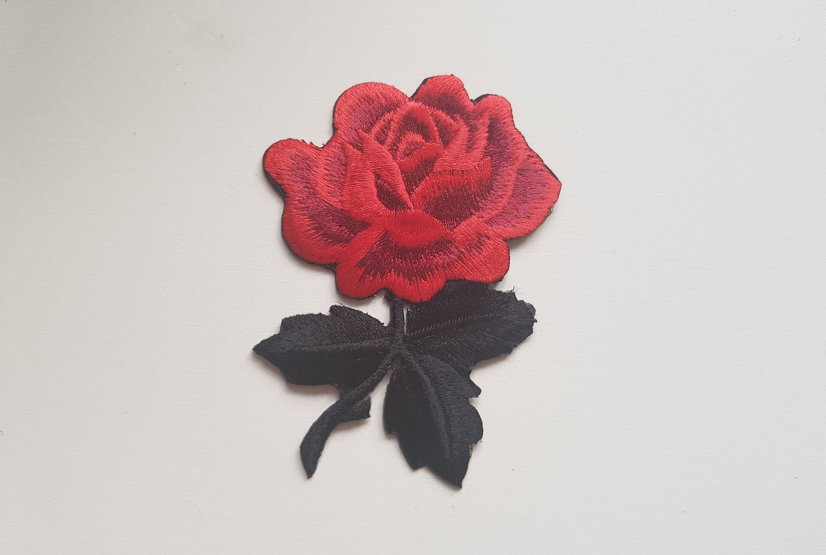 Embroidered Rose Patch/applique - Crimson - 5.5cm X 8cm - Iron-on or ...