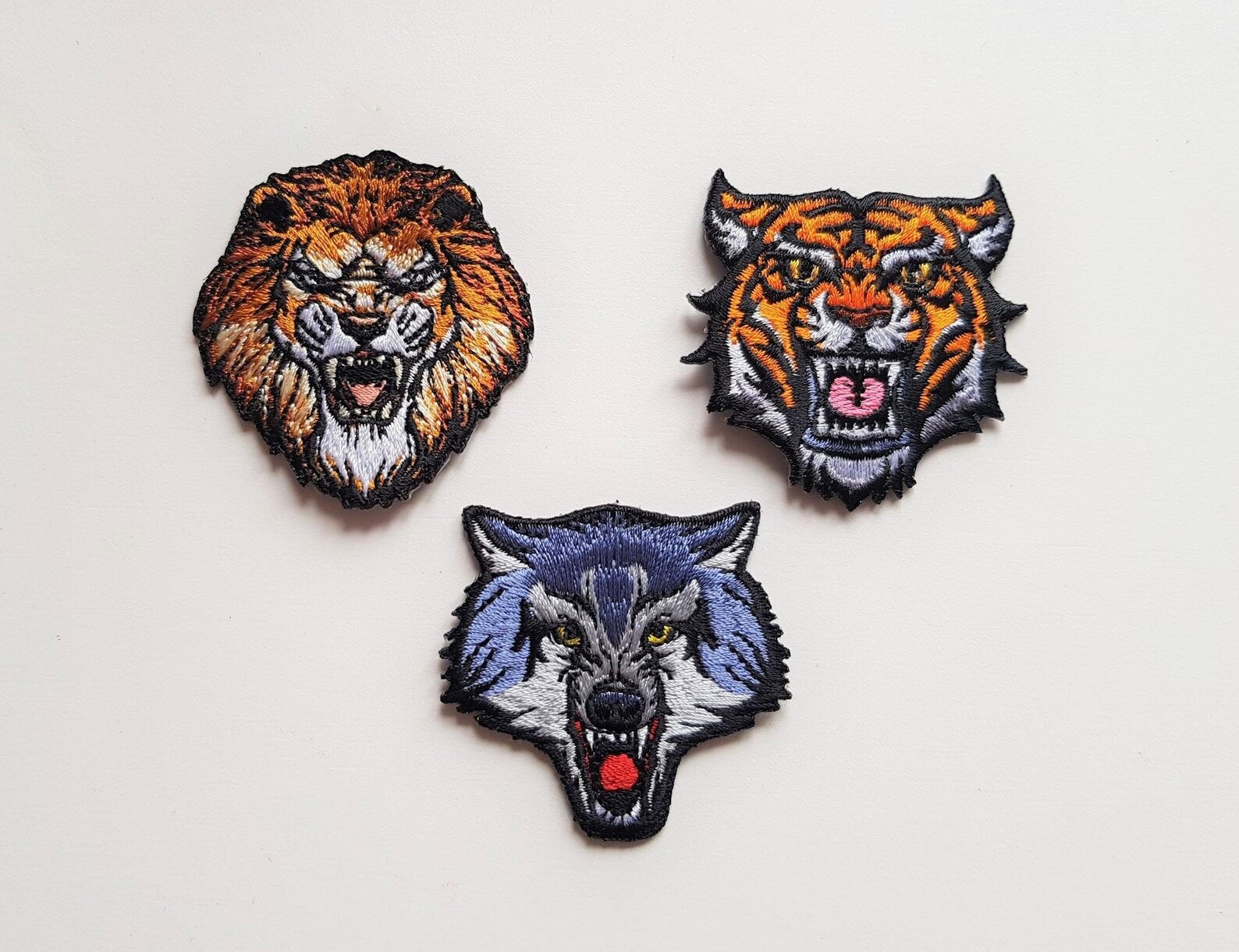 Roaring Animal Embroidered Patch Lion Tiger or Wolf | Etsy