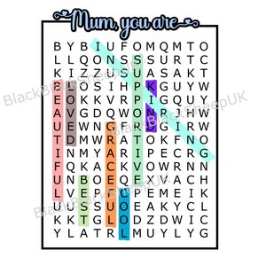SVG Mum Word Search Layered Cut File Mother's Day Gift Instant Download ...
