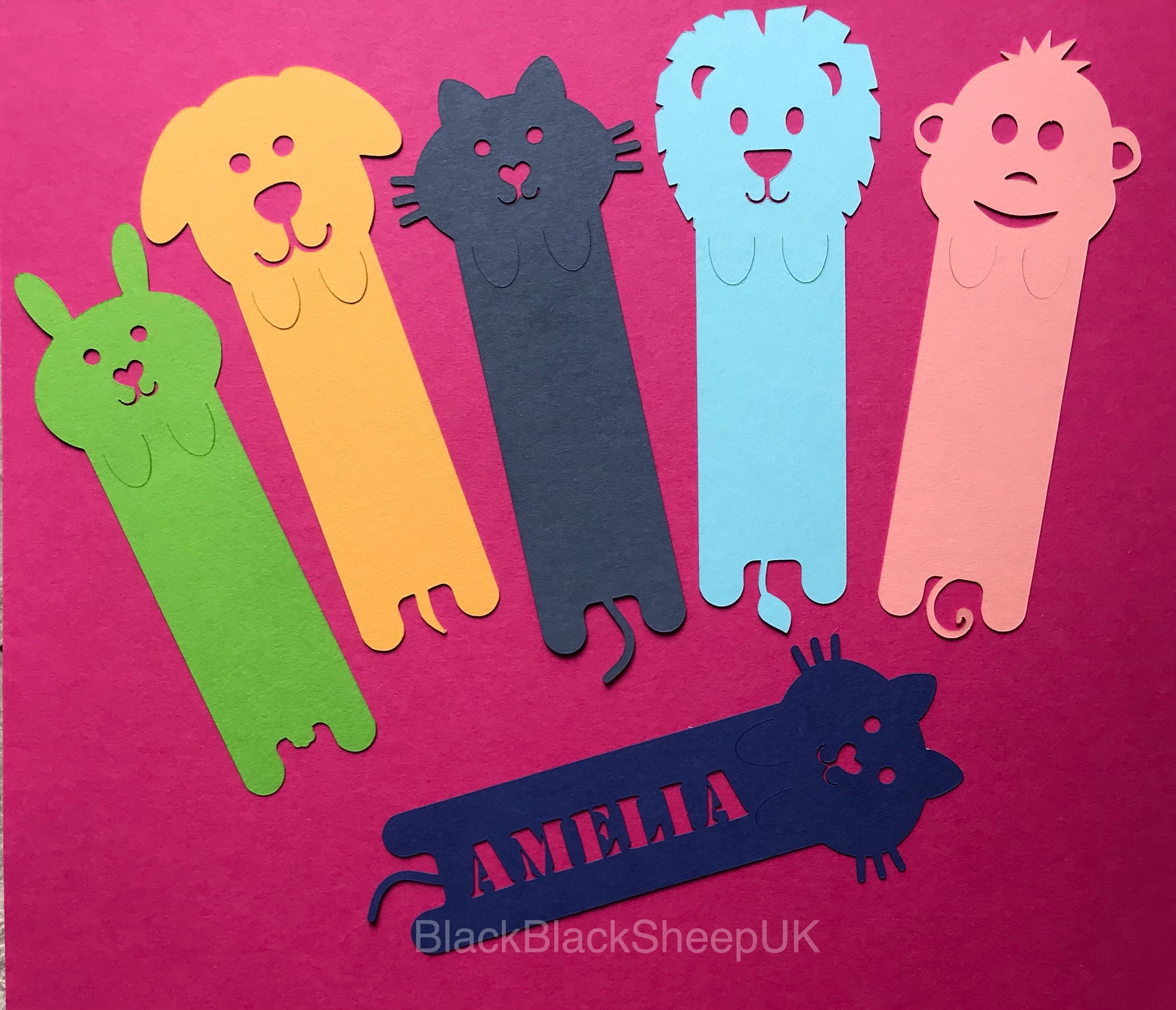 Cute Animal Bookmarks SVG Bunny Cat Dog Lion Monkey SVG - Etsy