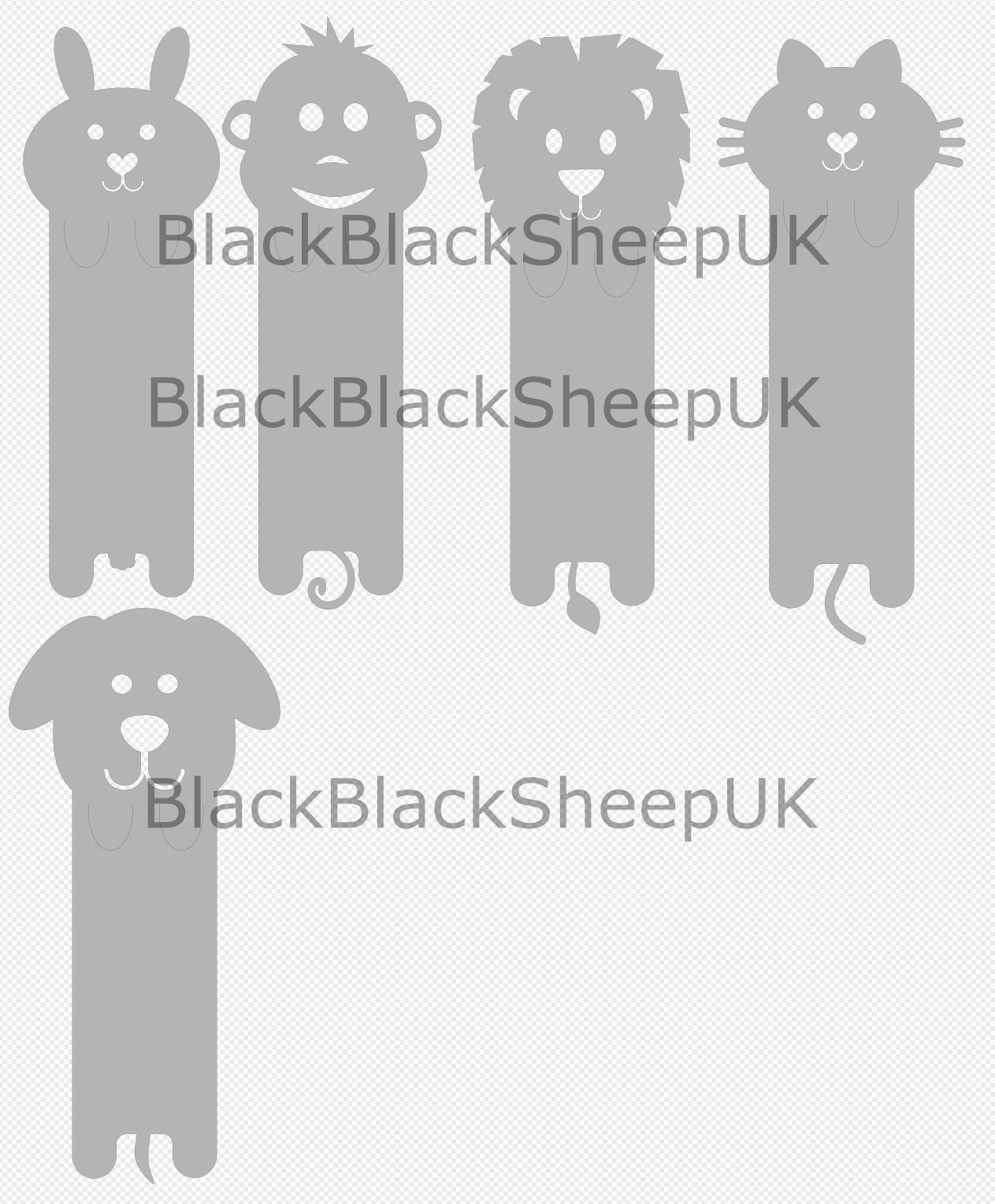 Cute Animal Bookmarks SVG Bunny Cat Dog Lion Monkey SVG - Etsy