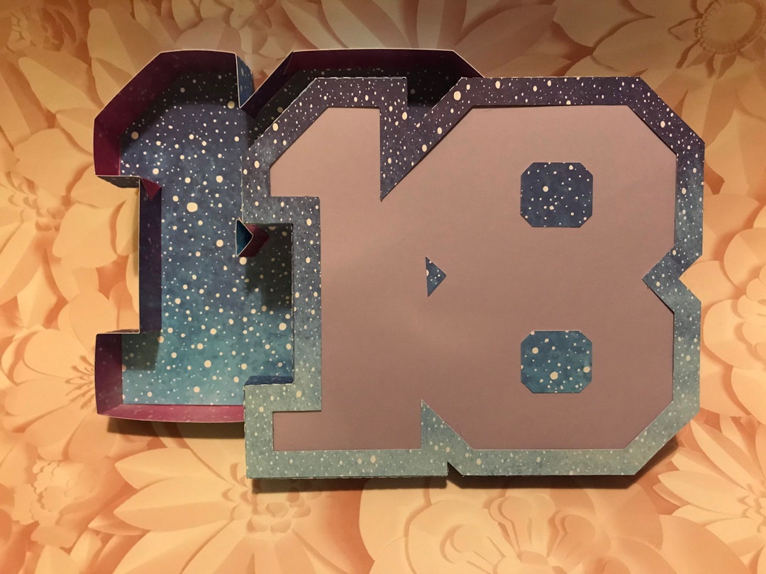 Fillable Number 18 With Lid SVG 3D Fillable Numbers Hollow Empty Box ...