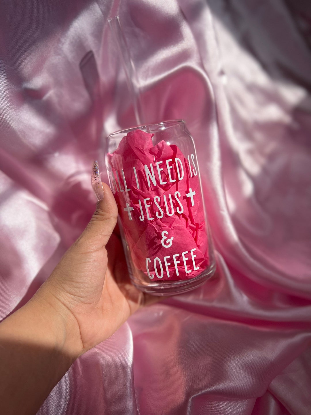 Jesus Glass Cups Iced Coffee Glass Cupsclear Glass Cups Etsy