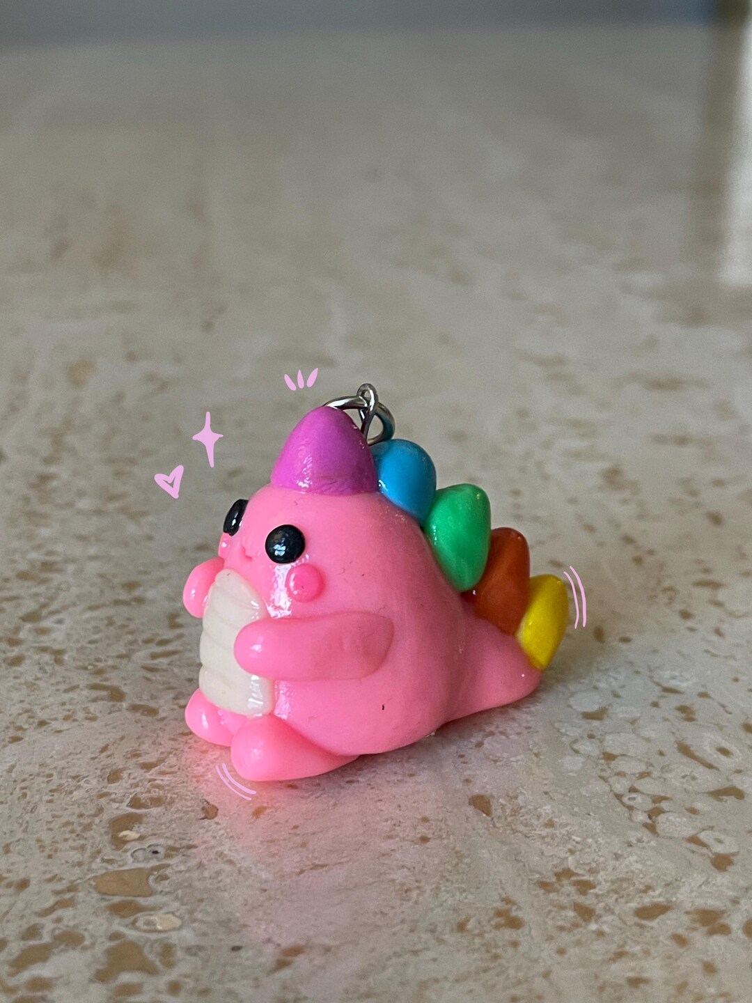 Kawaii Dino Keychain | Handmade Polymer Clay Charm - Etsy