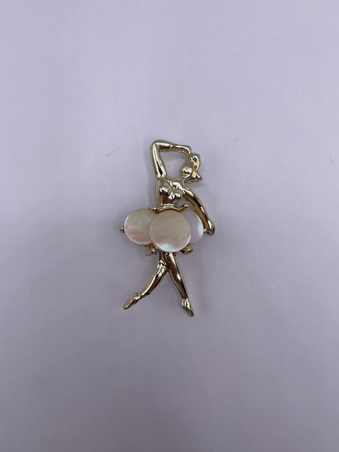 Vintage Gold White Opalescent Ballerina Pin Brooch - Etsy