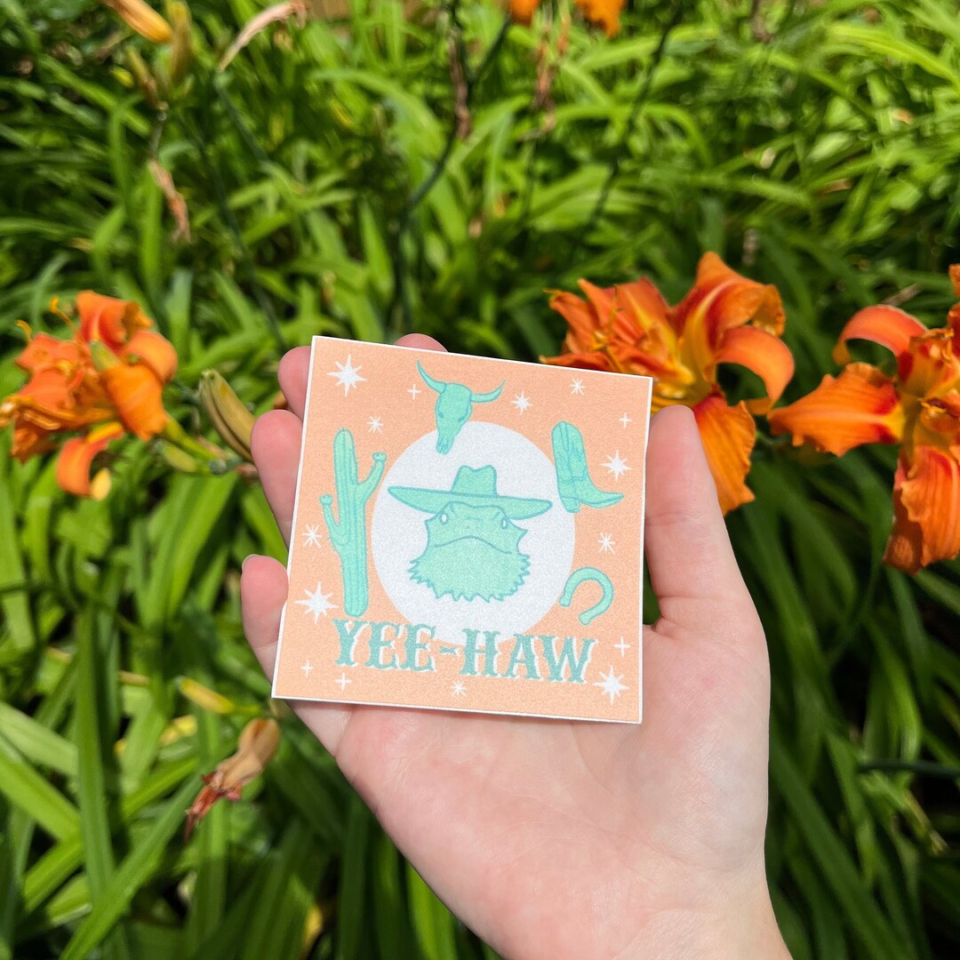 Yeehaw Bearded Dragon Vinyl Sticker Waterproof Weatherproof Matte Cute ...