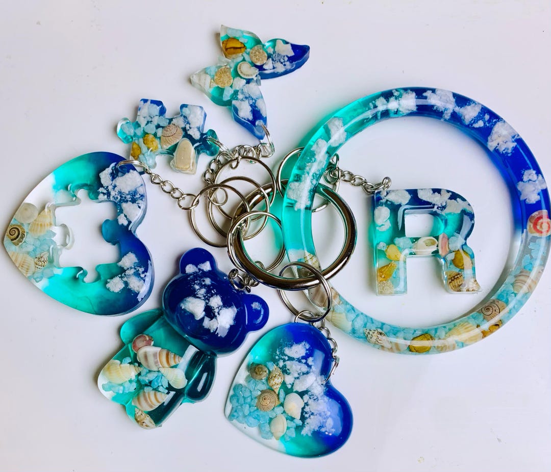 Beach Theme With Clouds Personalized Keychain Bracelet Set - Etsy