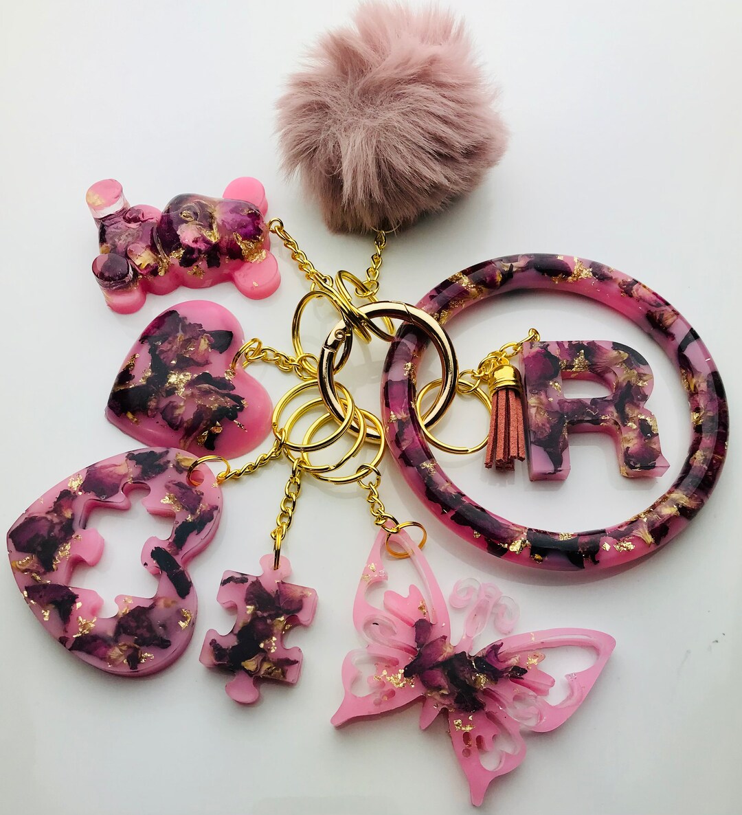 Rose Gold Pink Milk Bath Keychain Bracelet Set - Etsy