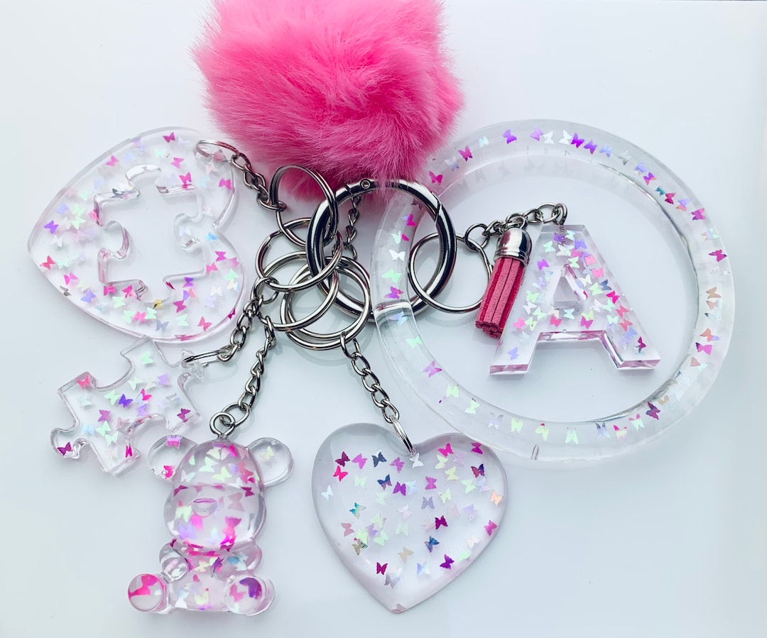 Pink Butterfly Keychain Bracelet Set| Keychain Wristlet - Etsy