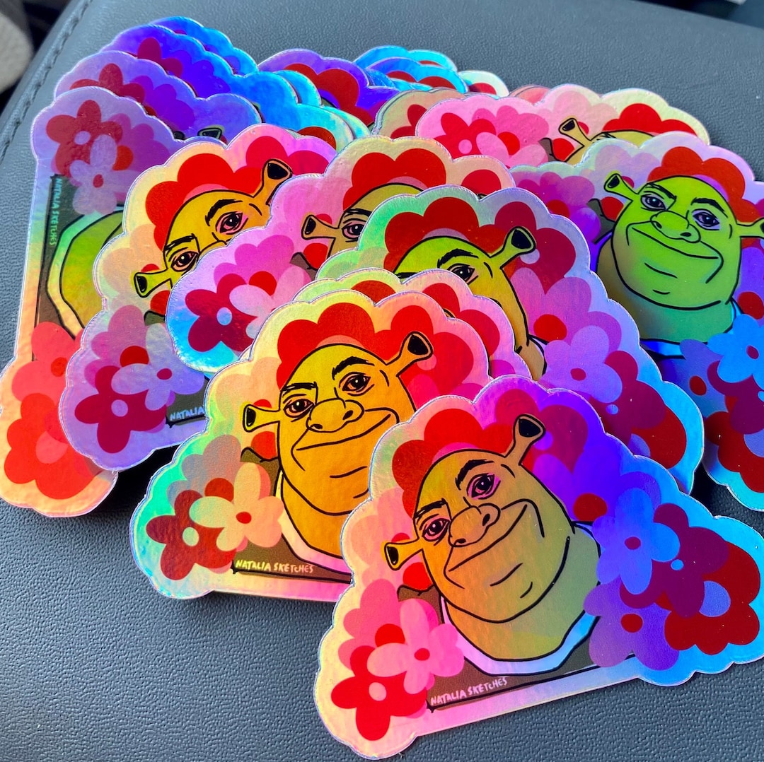 Girly Holographic Vinyl Shrek Sticker - Etsy