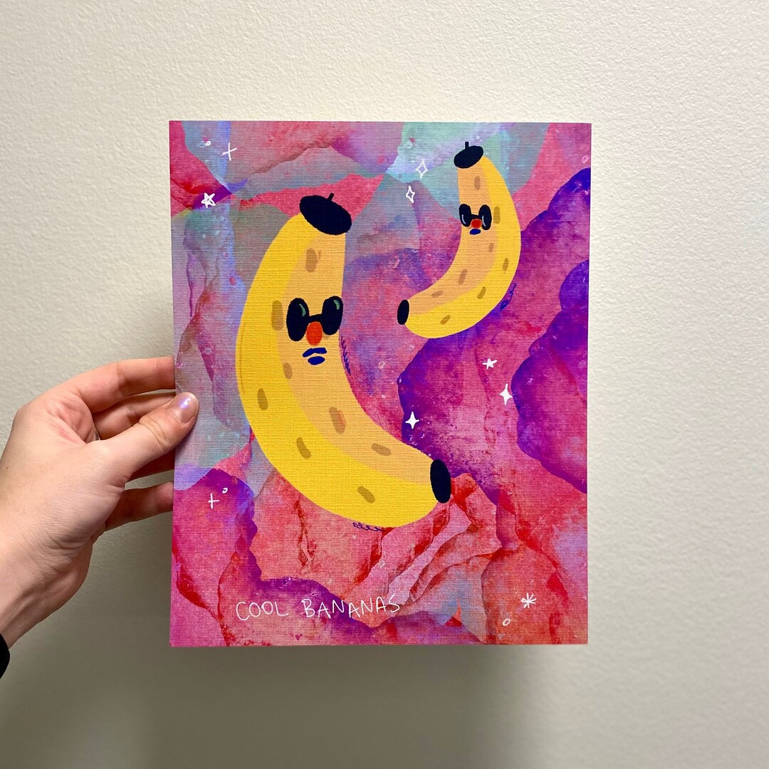 Cool Bananas Art Print | Funny Illustrated Fruit, 8x10 - Etsy