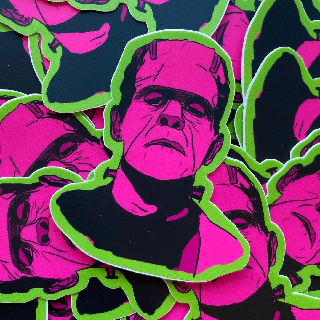 Neon Frankenstein’s Monster Spooky Halloween Vinyl Sticker - Etsy