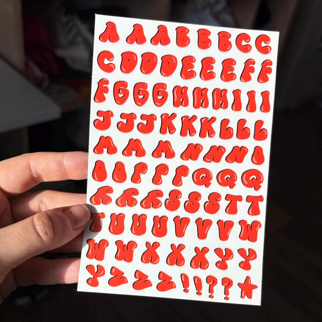 Groovy Orange Alphabet Letter Journal Stickers - Etsy