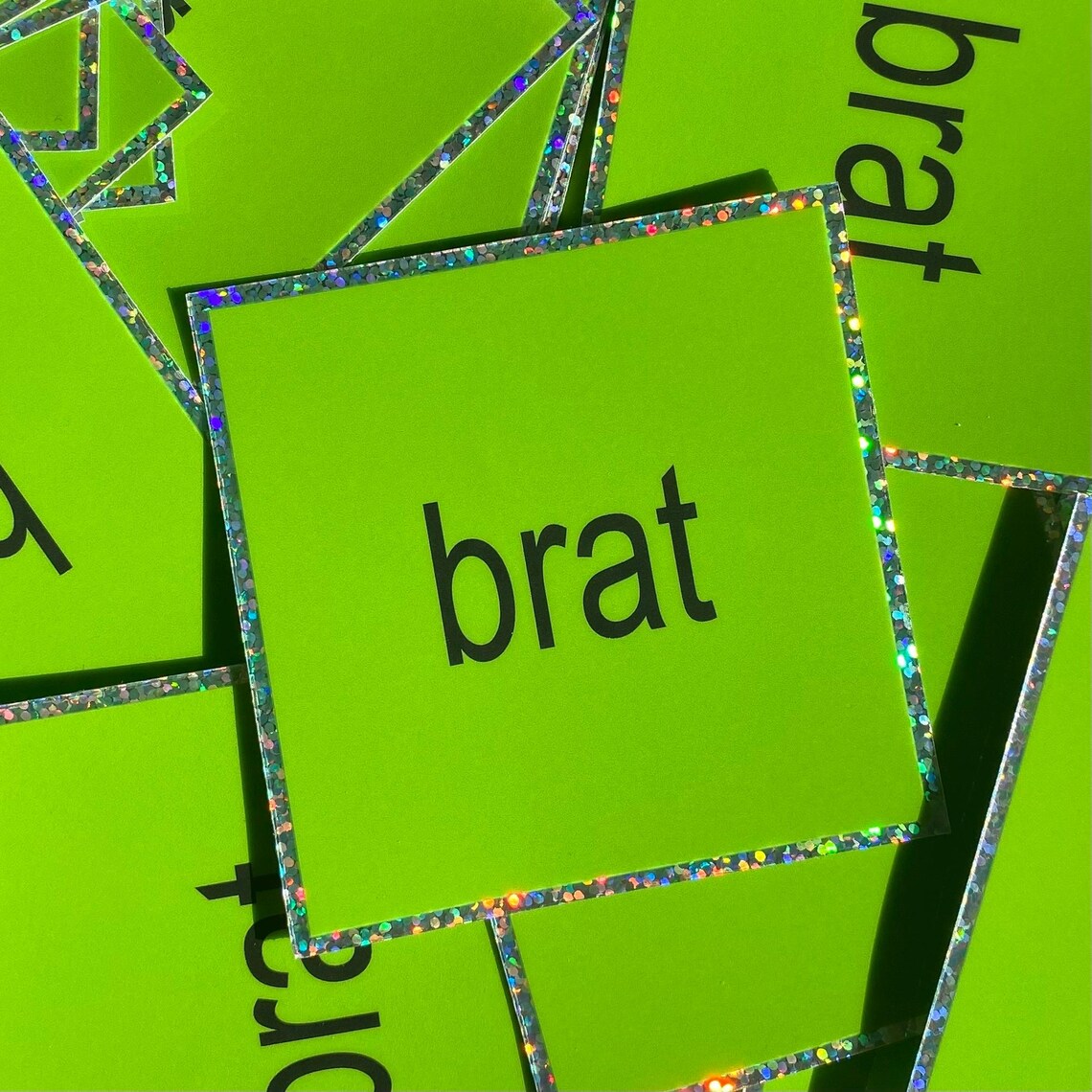 Green Glitter Brat Square Sticker - Etsy