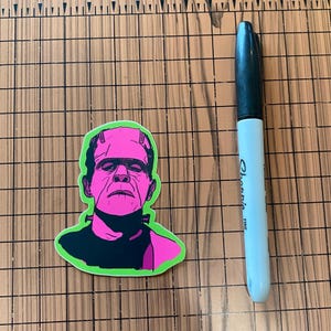 Neon Frankenstein’s Monster Spooky Halloween Vinyl Sticker - Etsy
