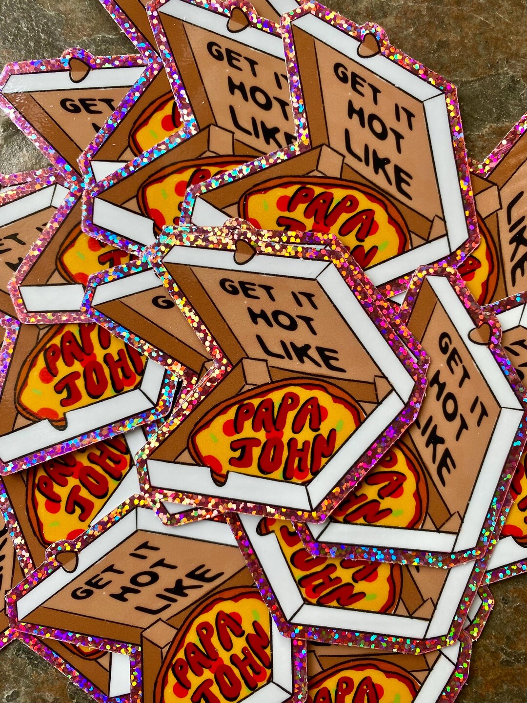 Hot Like Papa John’s Pizza Box Glitter Vinyl Sticker - Etsy