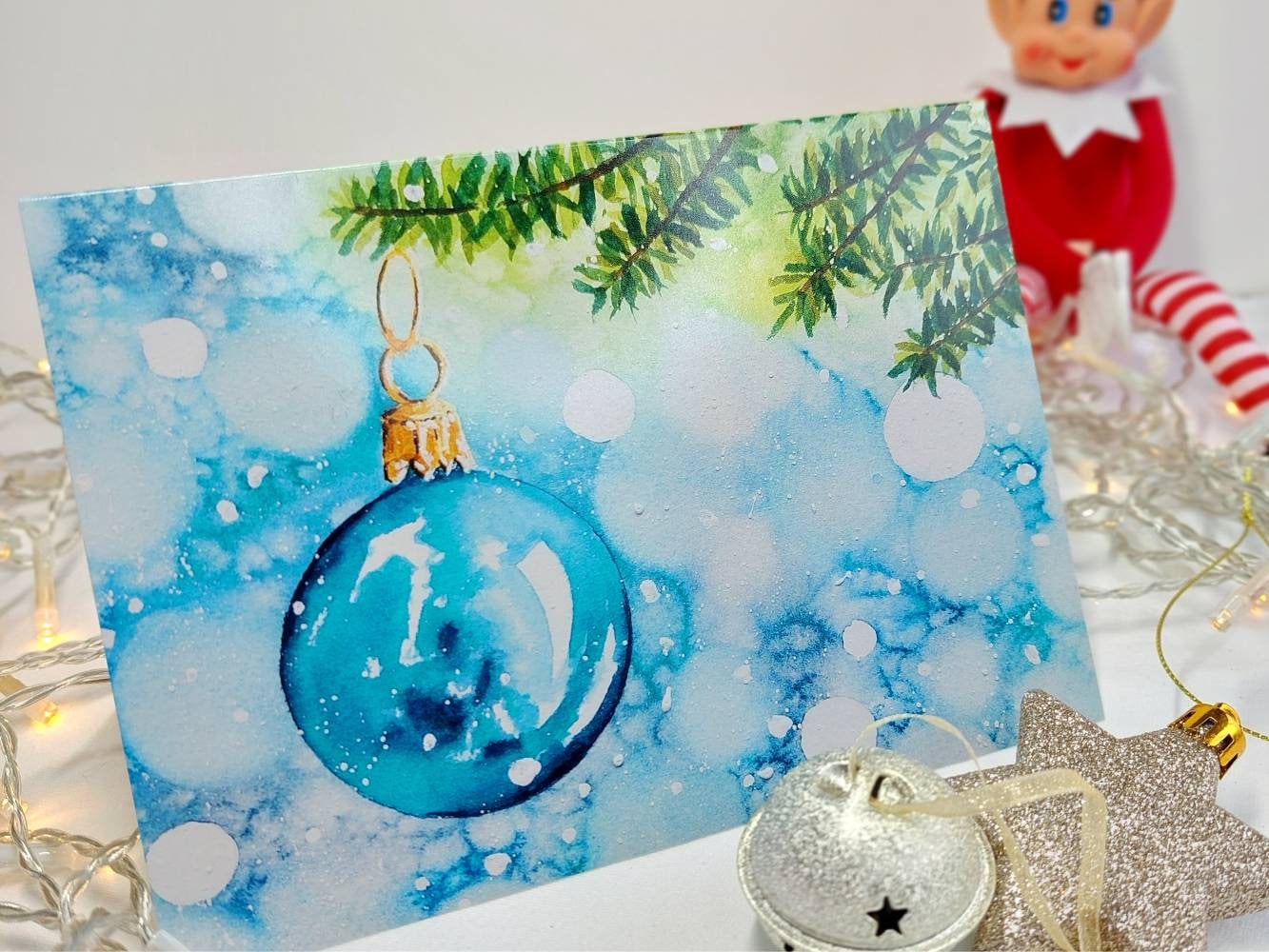 Colourful Christmas Cards Blue Christmas Bauble - Etsy