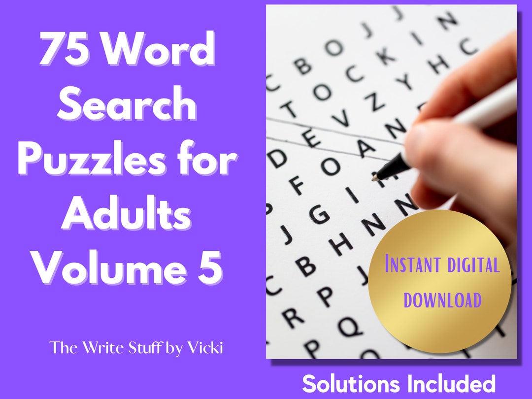75 Word Search Puzzles for Adults Volume 5 - Etsy