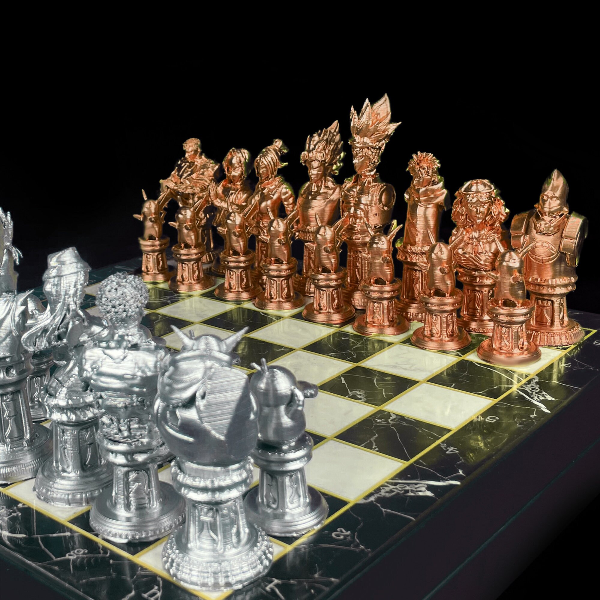 Super Anime Characters Chess Set With Chessboard Silver & - Etsy