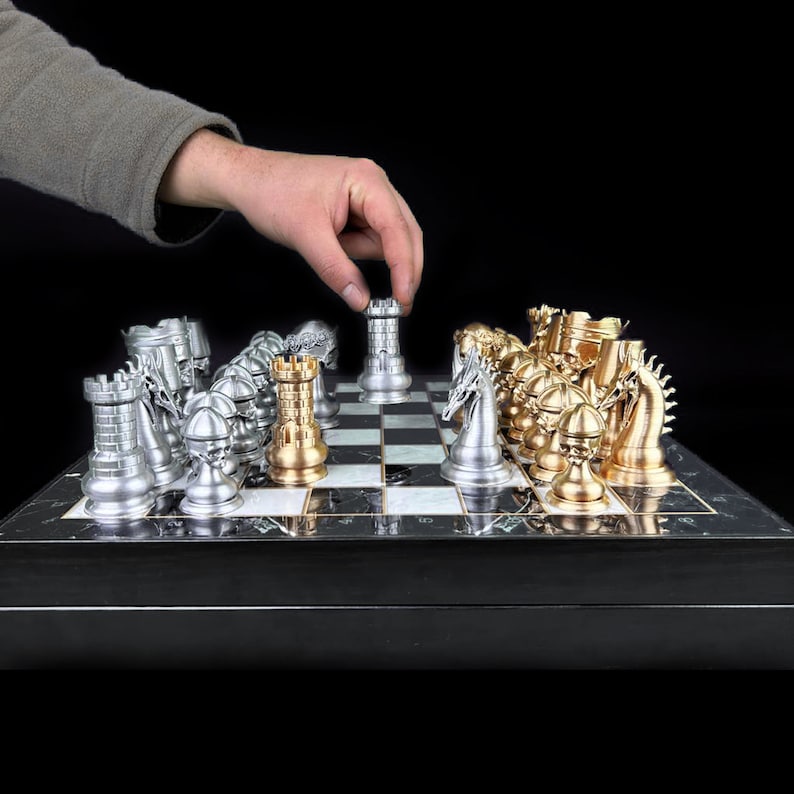 Skull RESIN Chess Set With Chessboard Death's Head Resin Chess Pieces ...