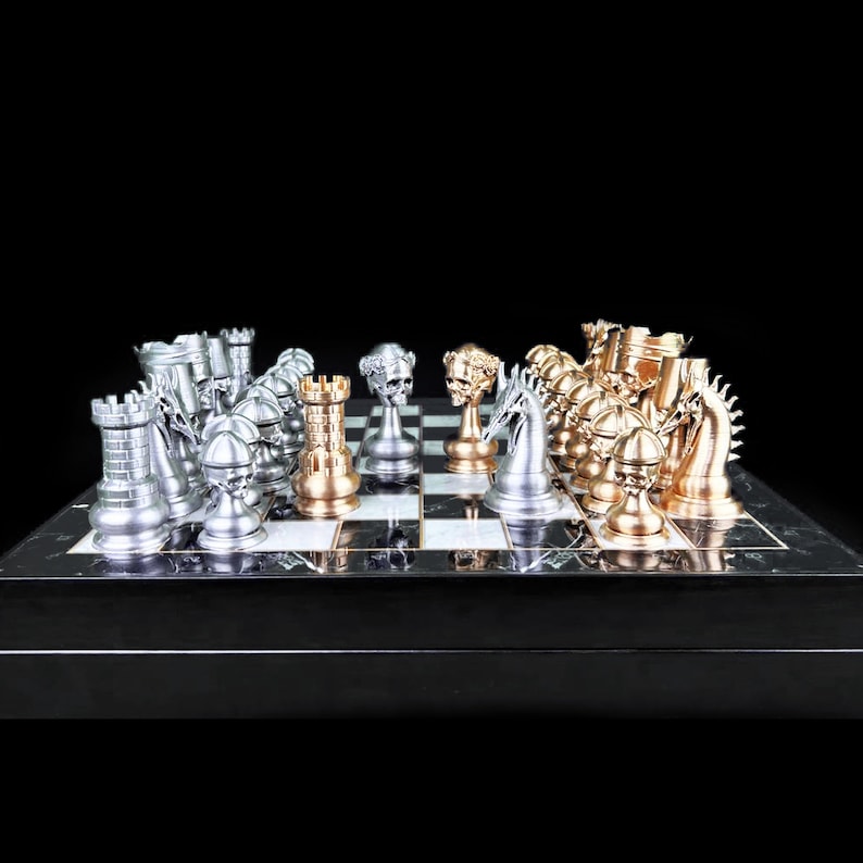 Skull RESIN Chess Set With Chessboard Death's Head Resin Chess Pieces ...