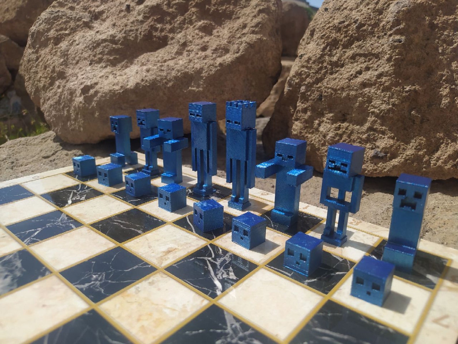 Minecraft Chess Set With Chessboard-personalized Minecraft - Etsy