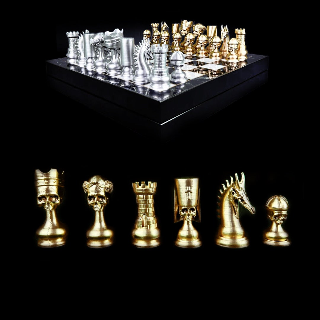 Skull Chess Set With Marble-look Board: Death's Head Resin Pieces - Etsy
