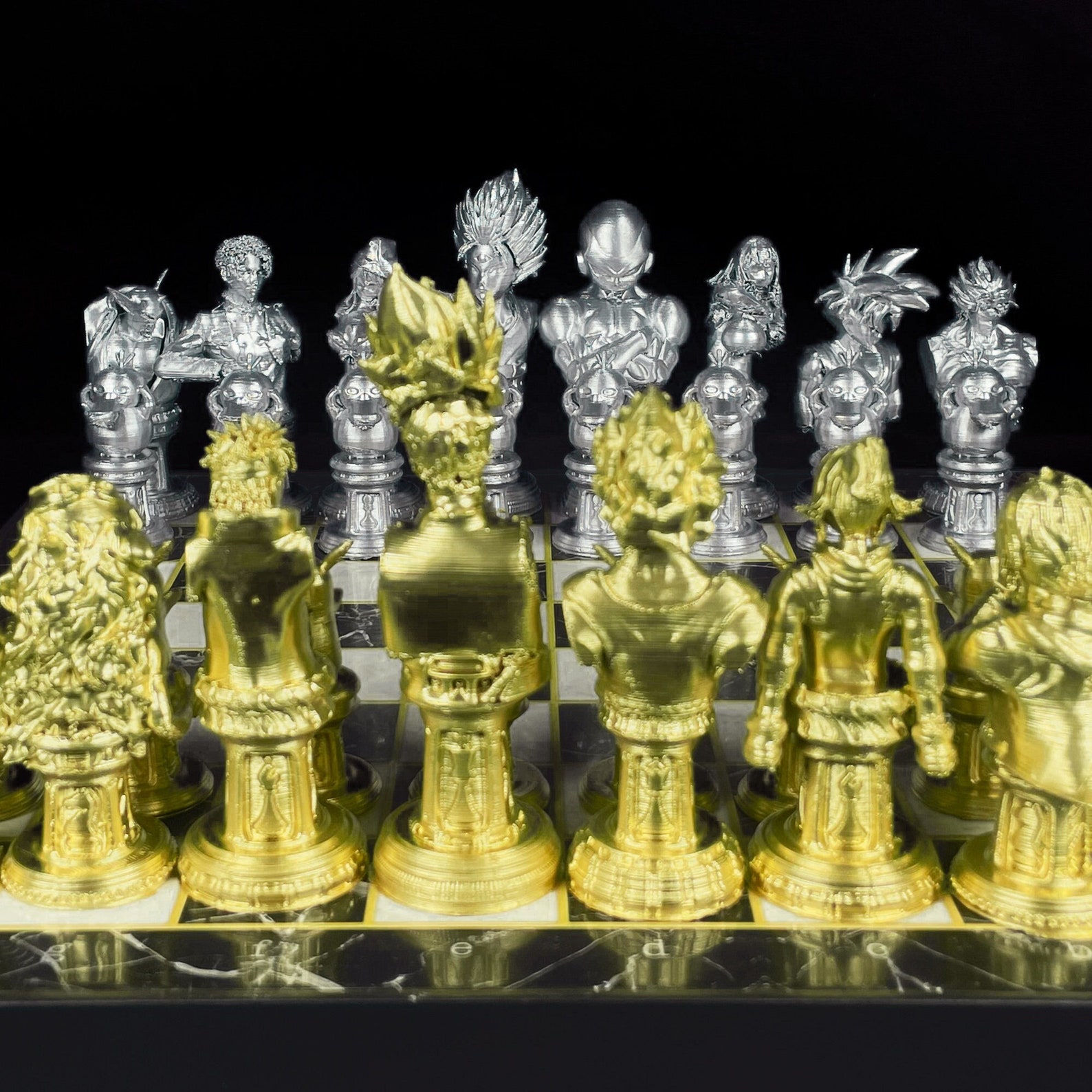 Anime Chess Set: PLA Plastic With Marble Board (14x14 Inch) - Etsy