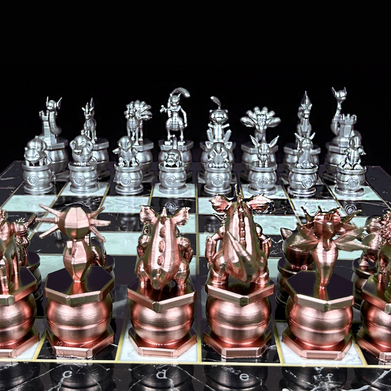 Pokemon Chess Set With Chessboard 24 Different Pokemon - Etsy