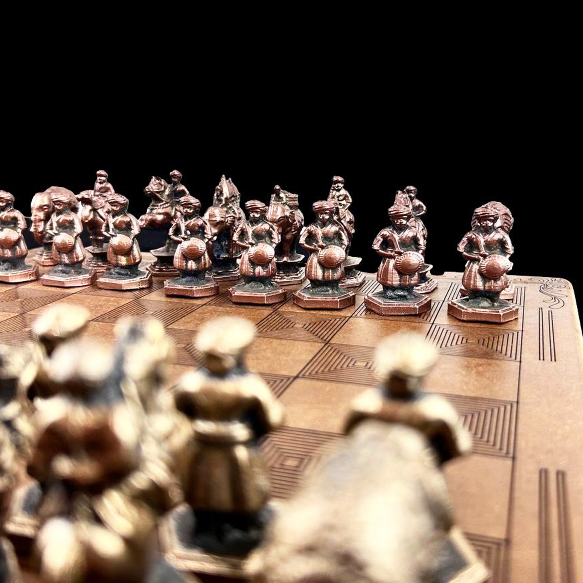 Metal Indian Chess Set: Intricately Designed Medieval Pieces ...