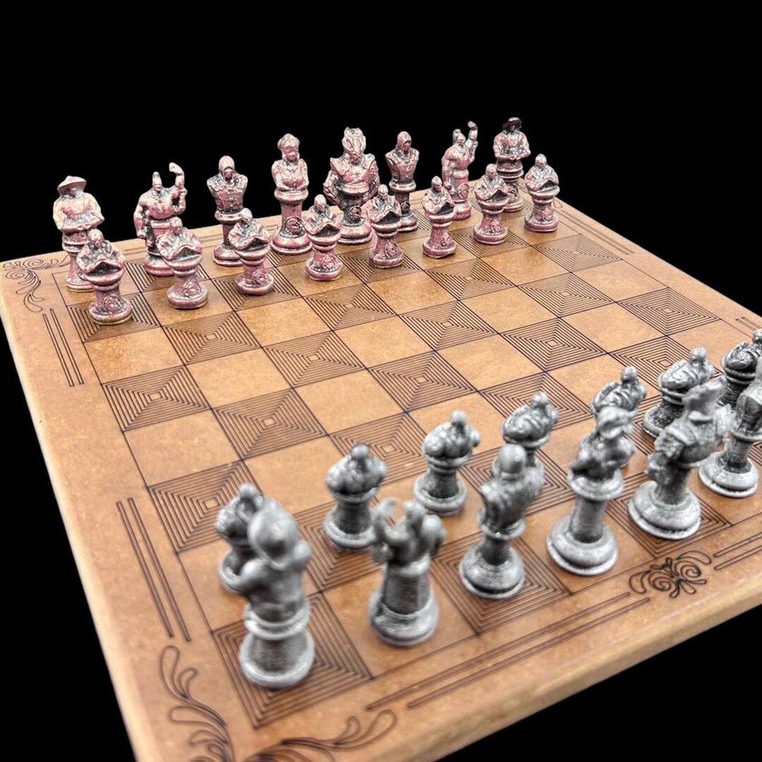 Handcrafted Metal Mortal Komb Chess Set - Geeky Game Room Decor ...