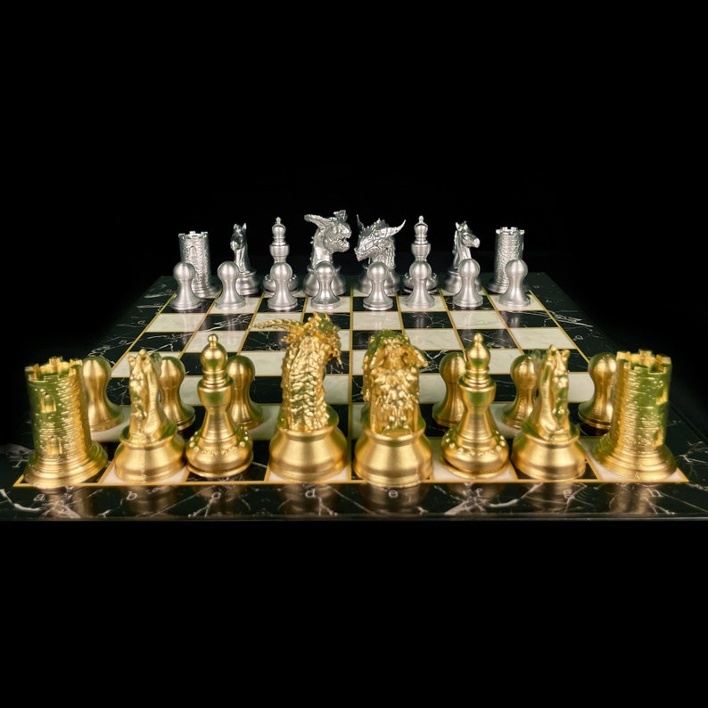 Japanese Mythological Dragon Chess Set With Chessboard Smaug - Etsy