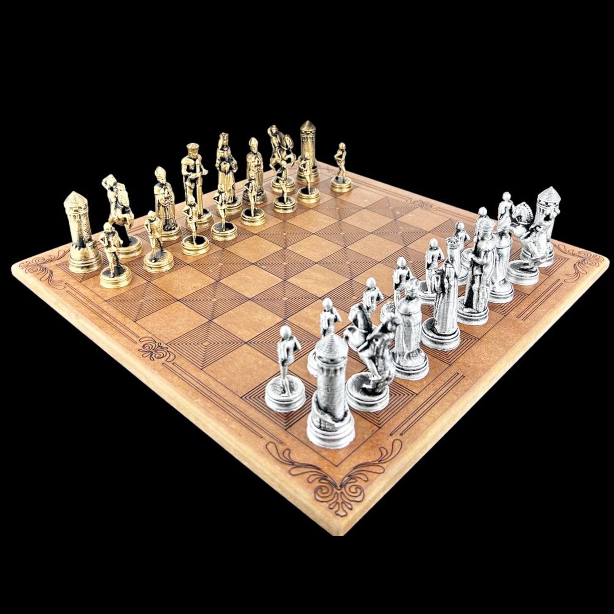 Metal Spain Chevalier Chess Set: Luxury Gold & Silver, Personalized ...