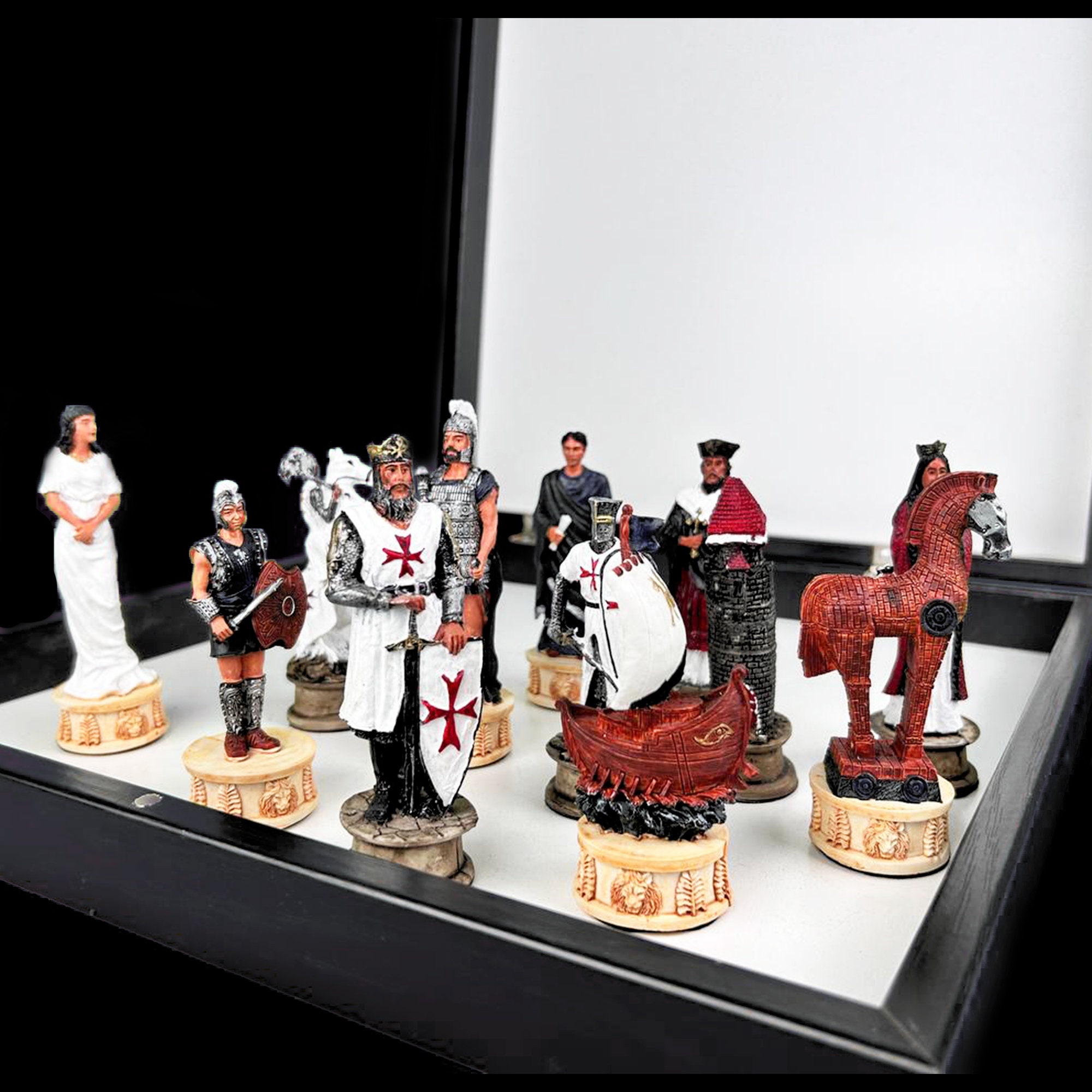 Crusader Trojan Chess Set With Knight Versus Trojan Historical Painted ...