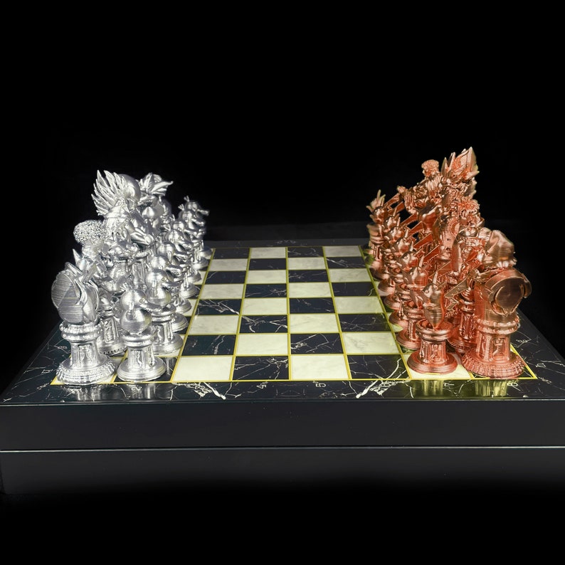 Super Anime Characters Chess Set With Chessboard Silver & - Etsy