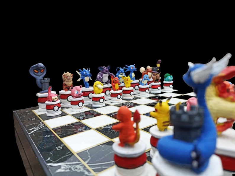 Personalized Pokemon Chess Set – Custom Nameplate With Marble Board - Etsy