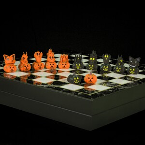 Personalized Halloween Chess Set Unique Pumpkin - Themed Chessboard ...