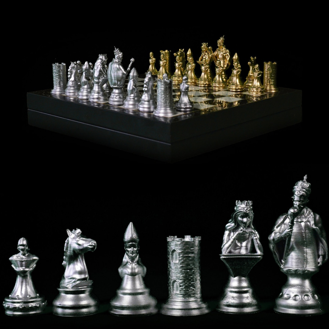 Medieval Chess Set With Chessboard-medieval Chess Pieces - Etsy